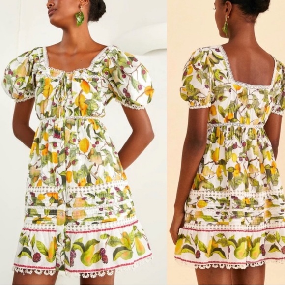 FARM Rio | Dresses | Farm Rio Fruit Orchard Off White Mini Dress | Poshmark